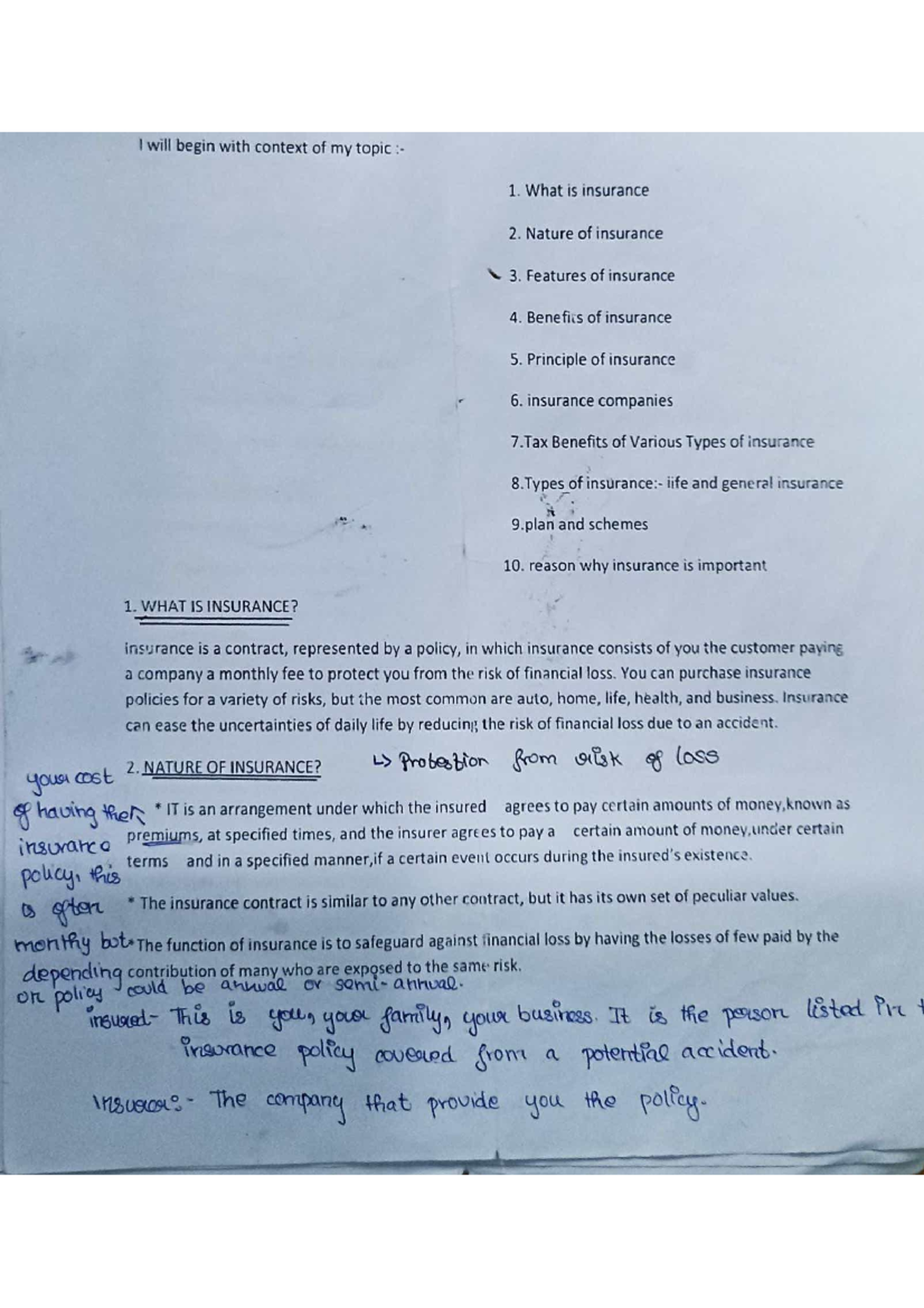 Insurance Notes - B.Com - Studocu