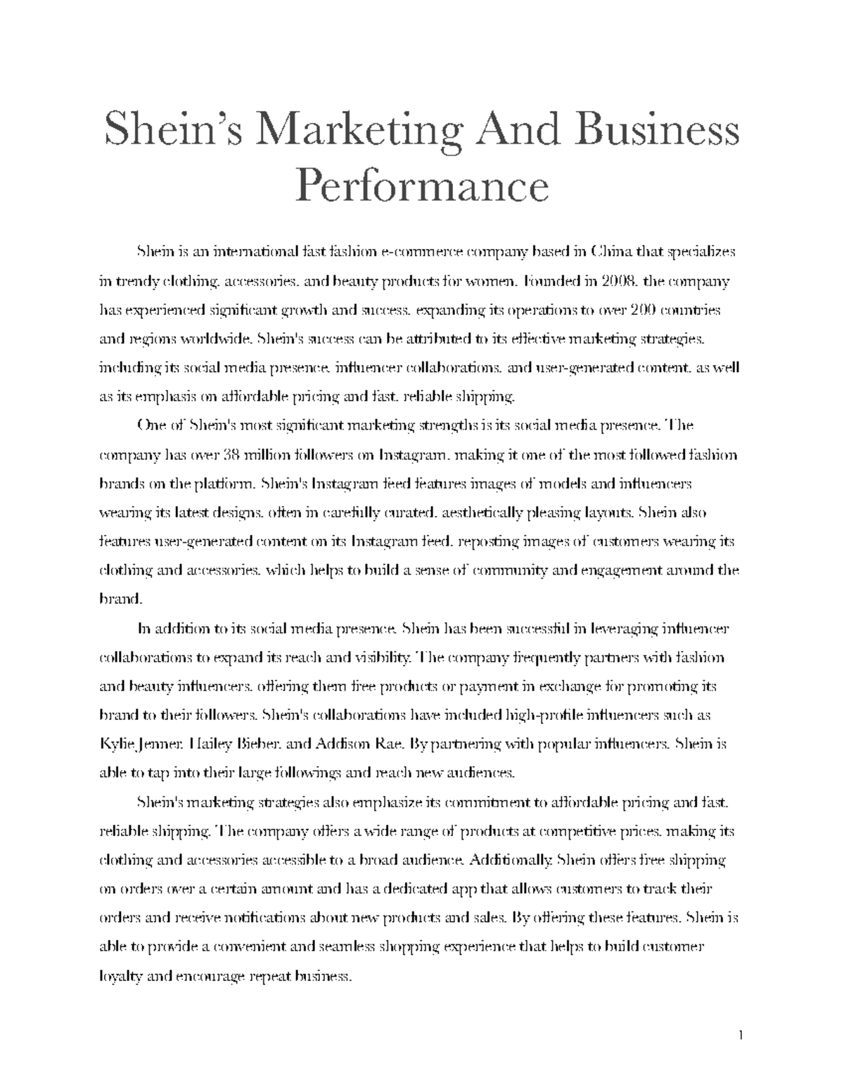 Shein’s Marketing and Business Performance Essay - Shein’s Marketing ...