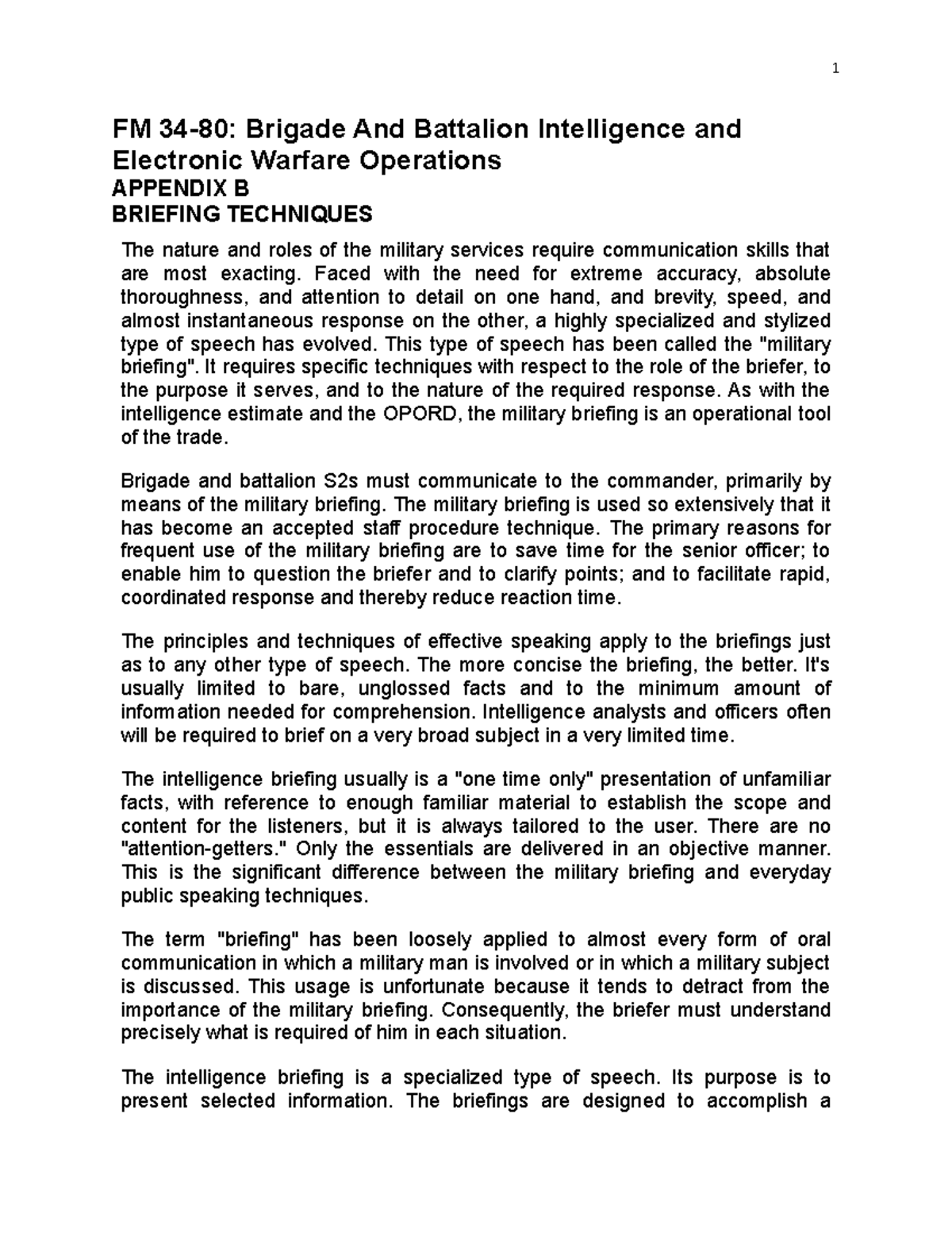 2023 brief-Best Practices in Briefing - FM 34-80: Brigade And Battalion ...