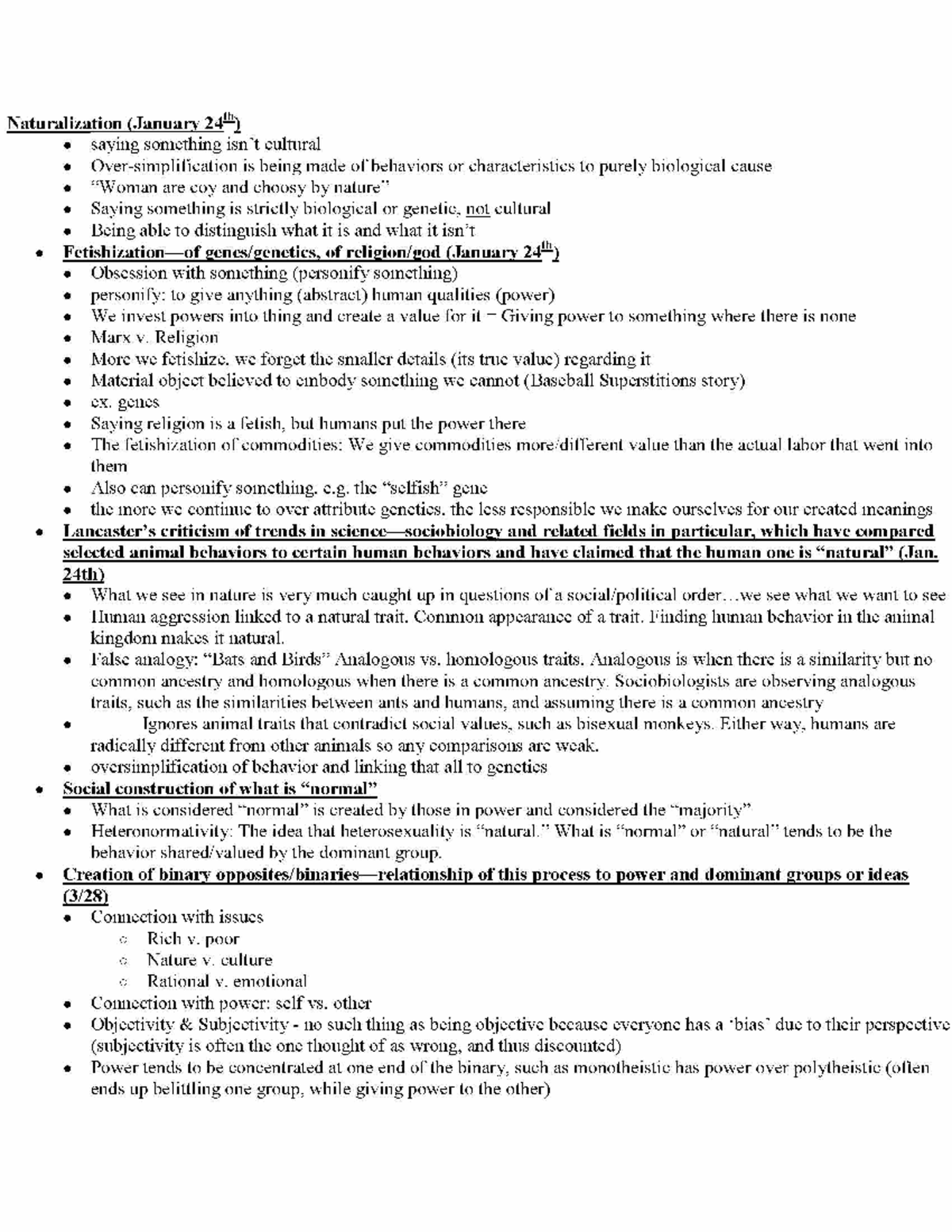 Lecture notes, course . - Notes january 24th - ANP 201 - Studocu