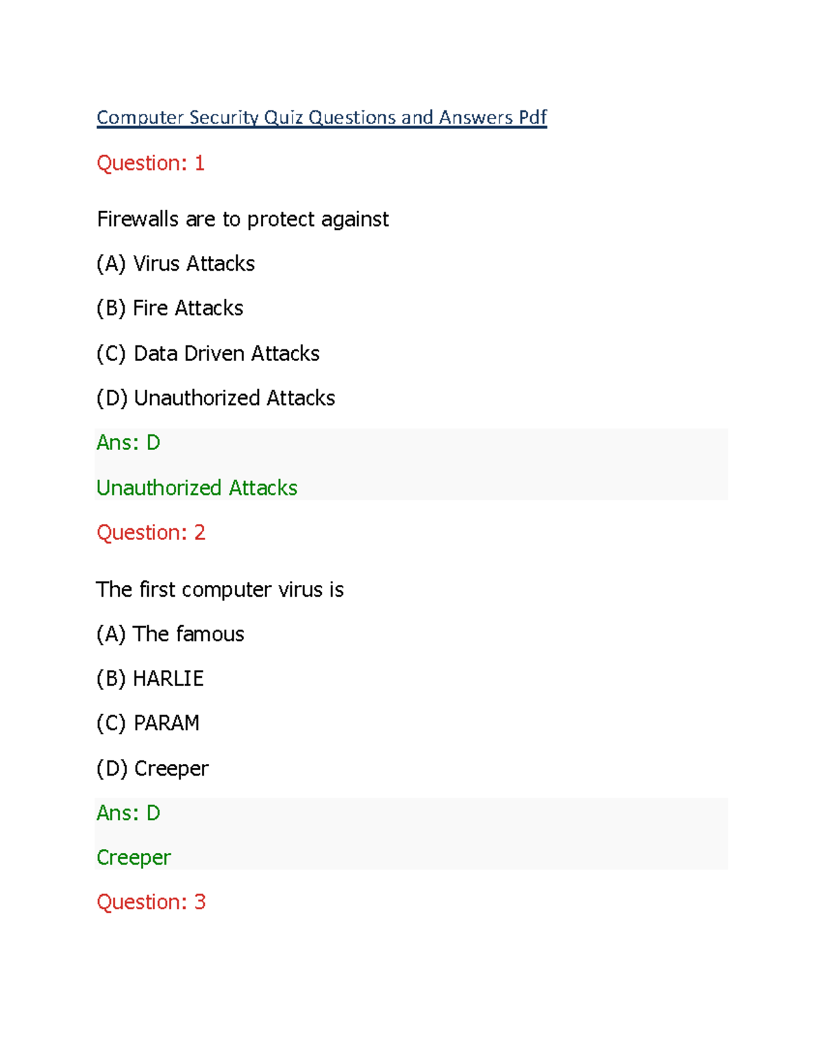 Secuirty in Computer mcq - Computer Security Quiz Questions and Answers ...