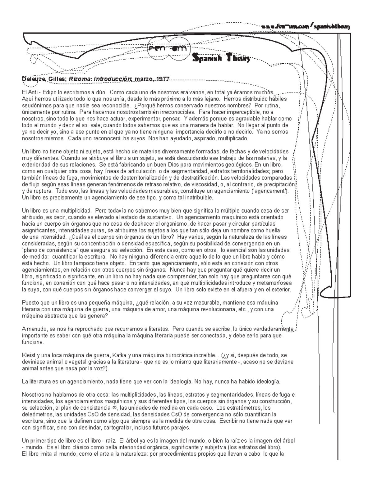 Deleuze, G. Introducción Rizoma. En Deleuze G. y Guattari F. (1980-2002 ...