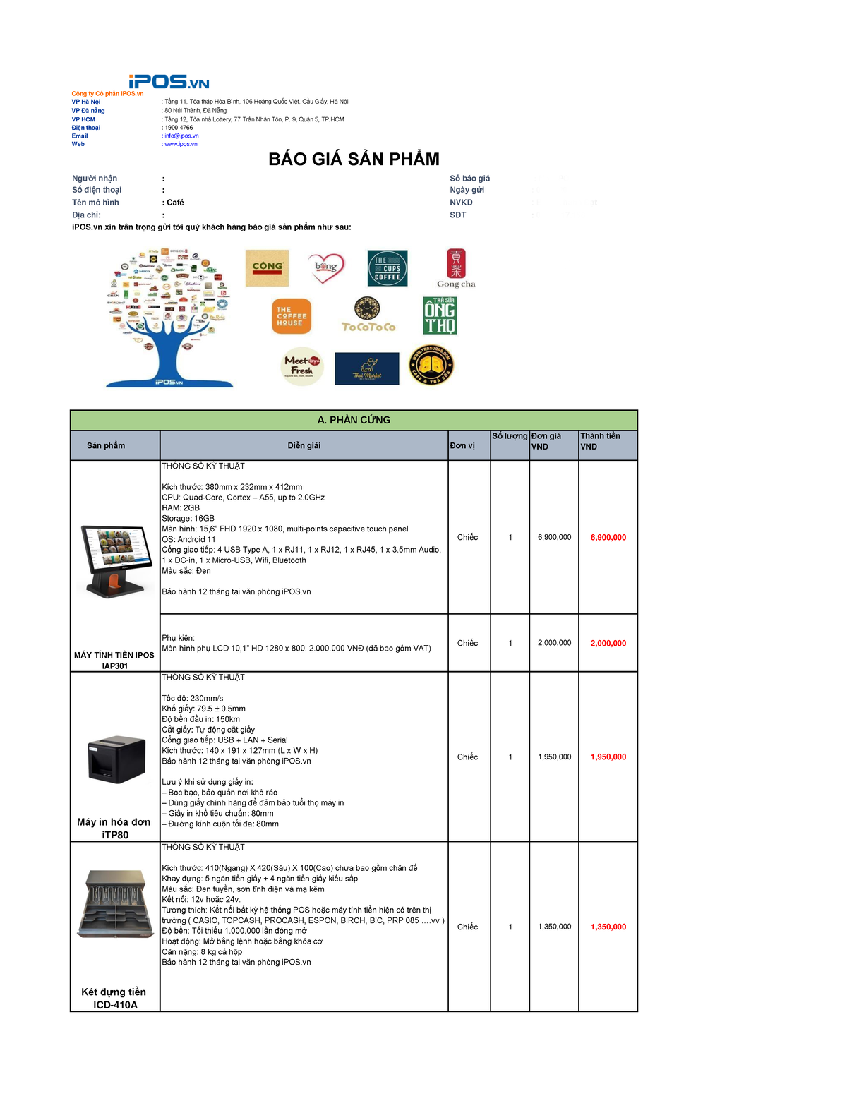 BÁO GIÁ POS IAP 301 - Fgghg - Công ty Cổ phần iPOS VP Hà Nội : Tầng 11 ...