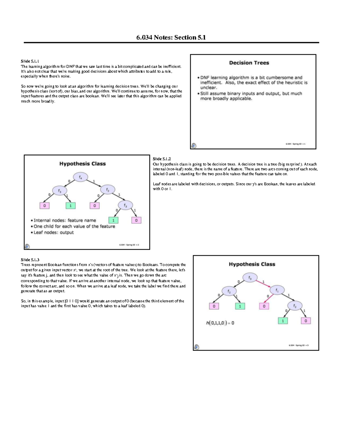 Machine Learning I - 6 Notes: Section 5. Slide 5. The learning ...