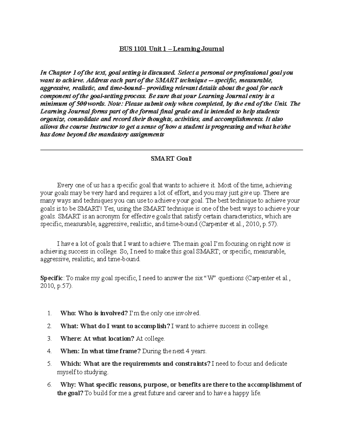 BUS 1101 Unit 1- Learning Journal - BUS 1101 Unit 1 – Learning Journal ...