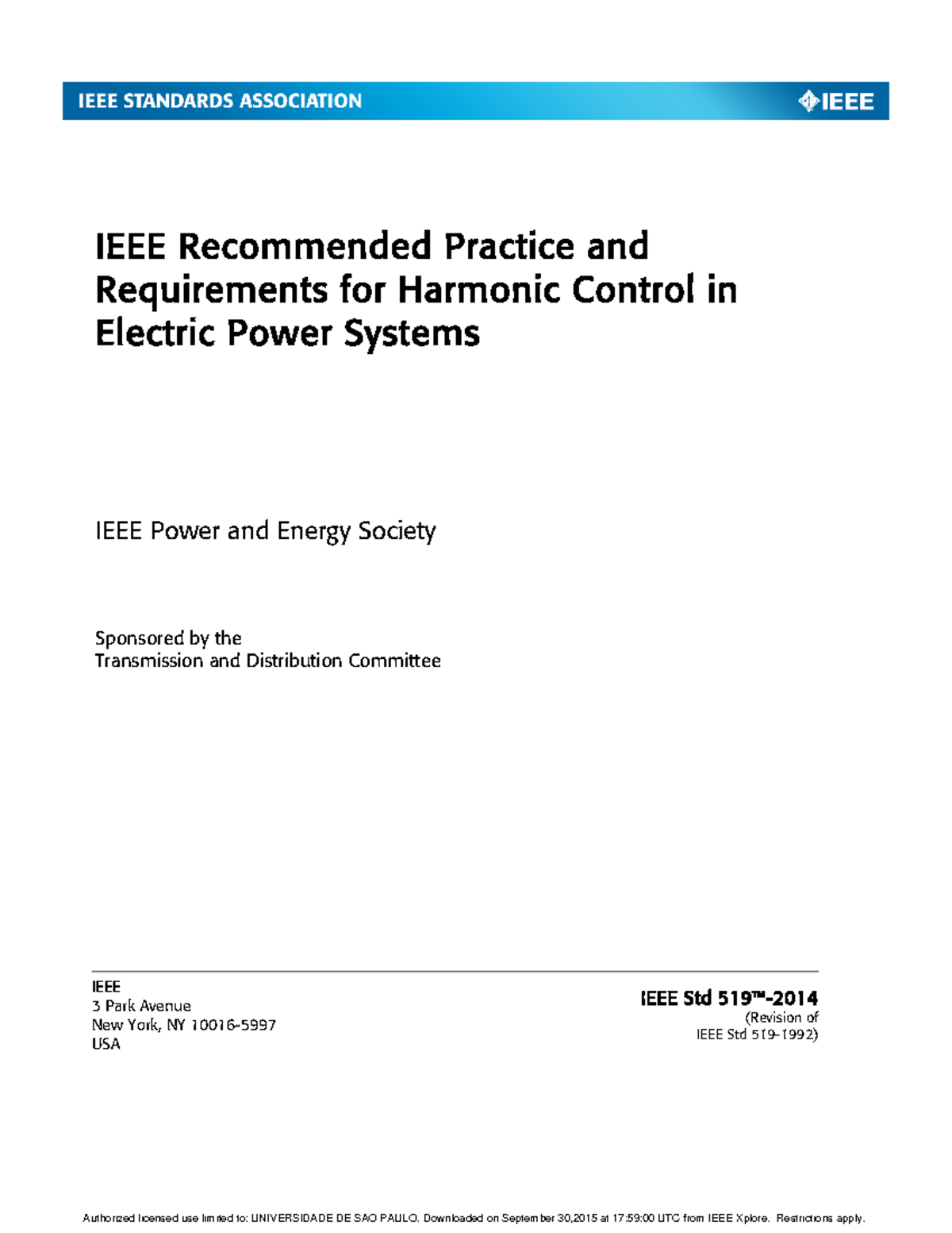 IEEE 519 - Recommended Practices and Requirements for Harmonic Control ...