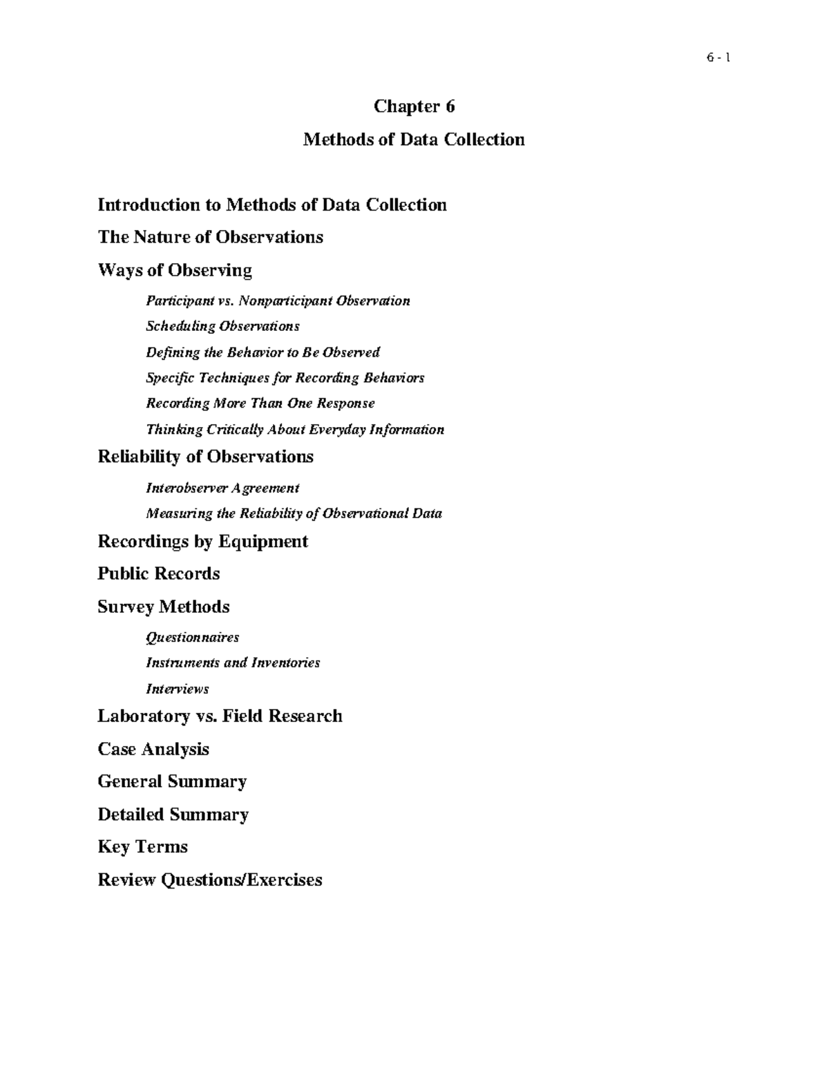 Ch6 Methods of Data Collection - Chapter 6 Methods of Data Collection Introduction to Methods of ...