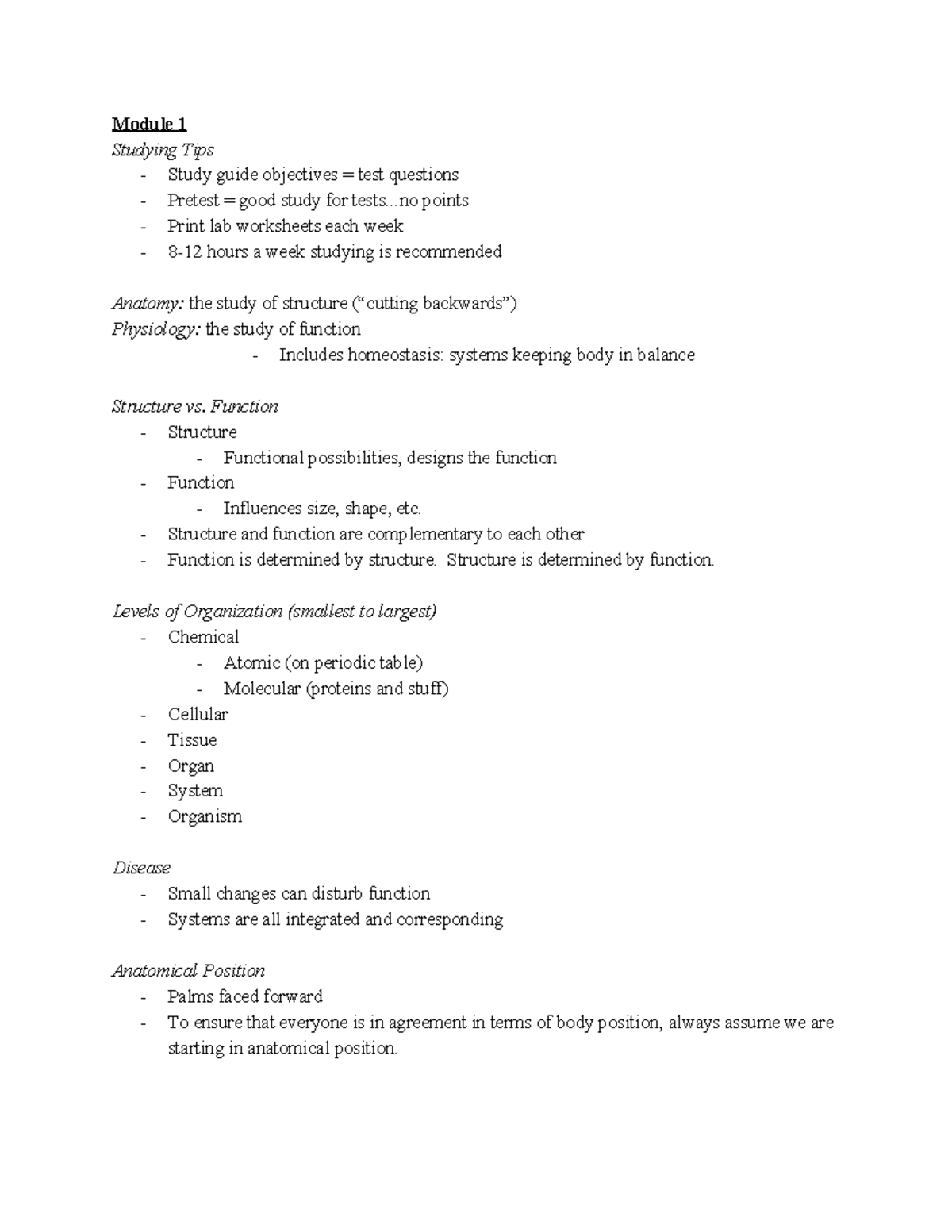 HTHS1110 Module 1 - Lecture notes 1-3 - Module 1 Studying Tips - Study ...