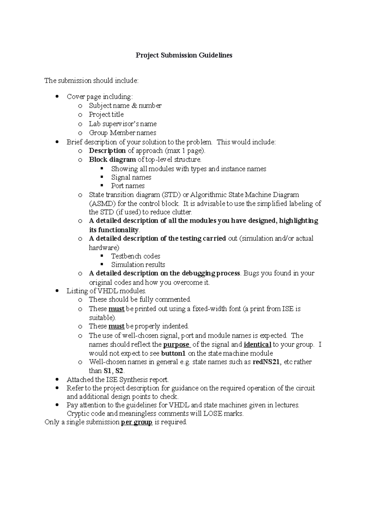 Project Submission Guidelines - This would include: o Description of ...