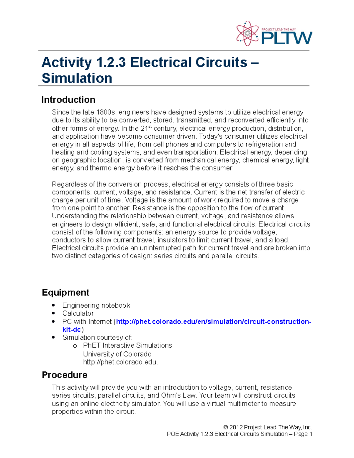 dsahdsahadshahadhdahhsaad - Activity 1.2 Electrical Circuits ...