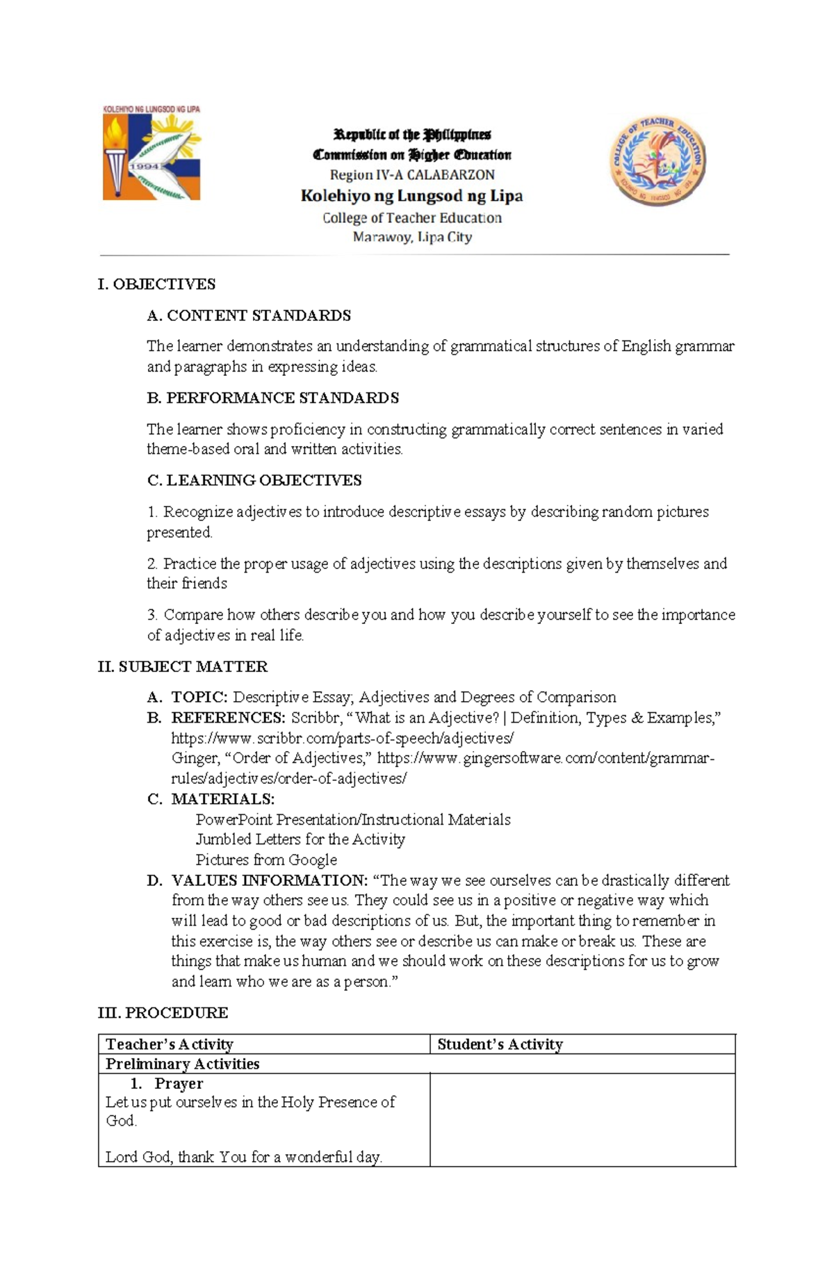 05 Reference English Detailed Lesson PLAN Deped 4As Lesson Plan about ...