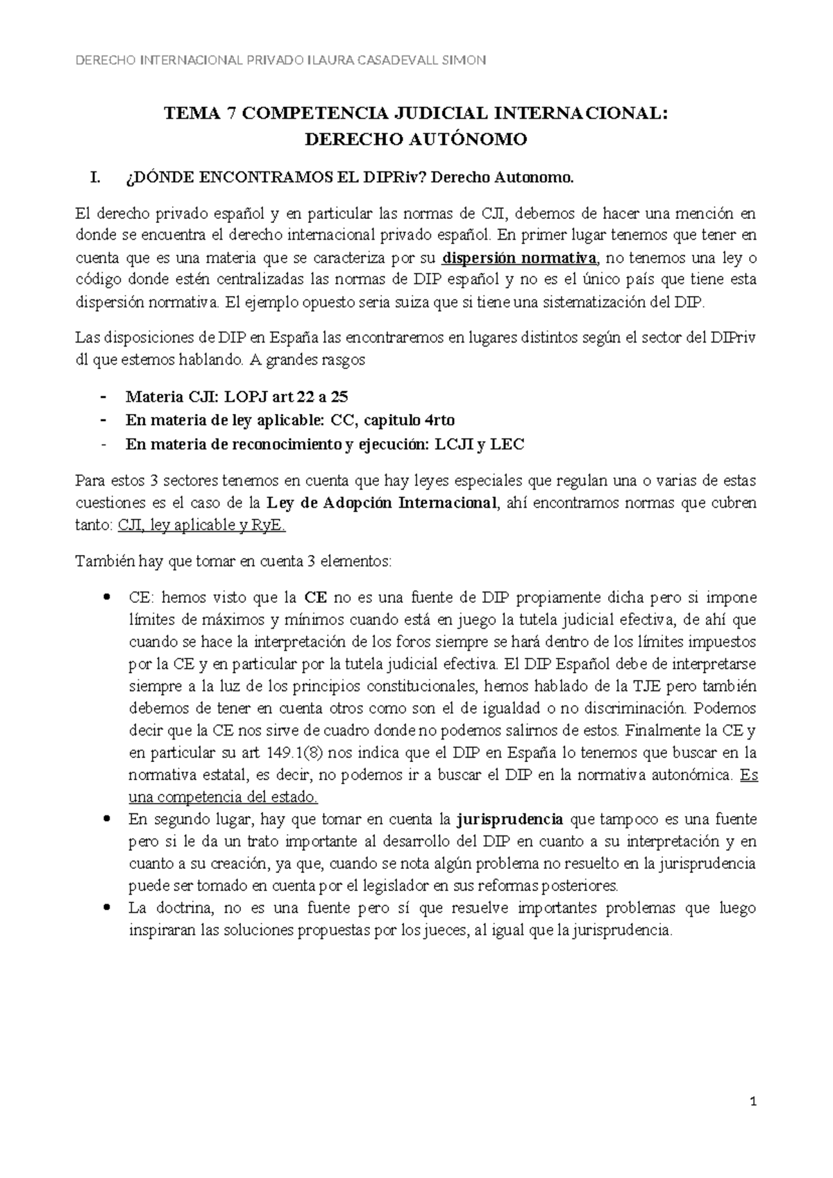 TEMA 7. Competencia judicial internacional; derecho autónomo - TEMA 7 ...