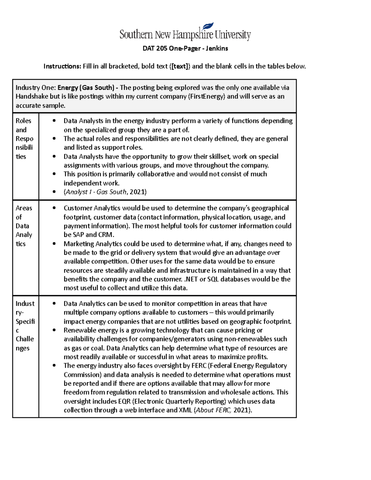 DAT 205 One-Pager - Jenkins - DAT 205 One-Pager - Jenkins Instructions ...