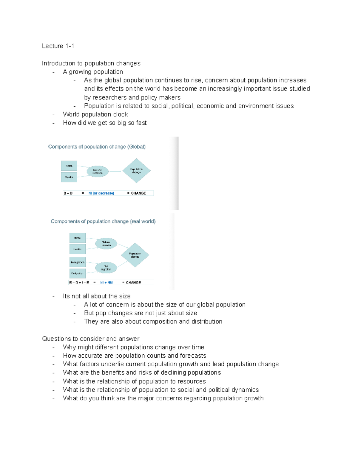 DEMO1001 Global Population Changes - Lecture 1- Introduction to ...