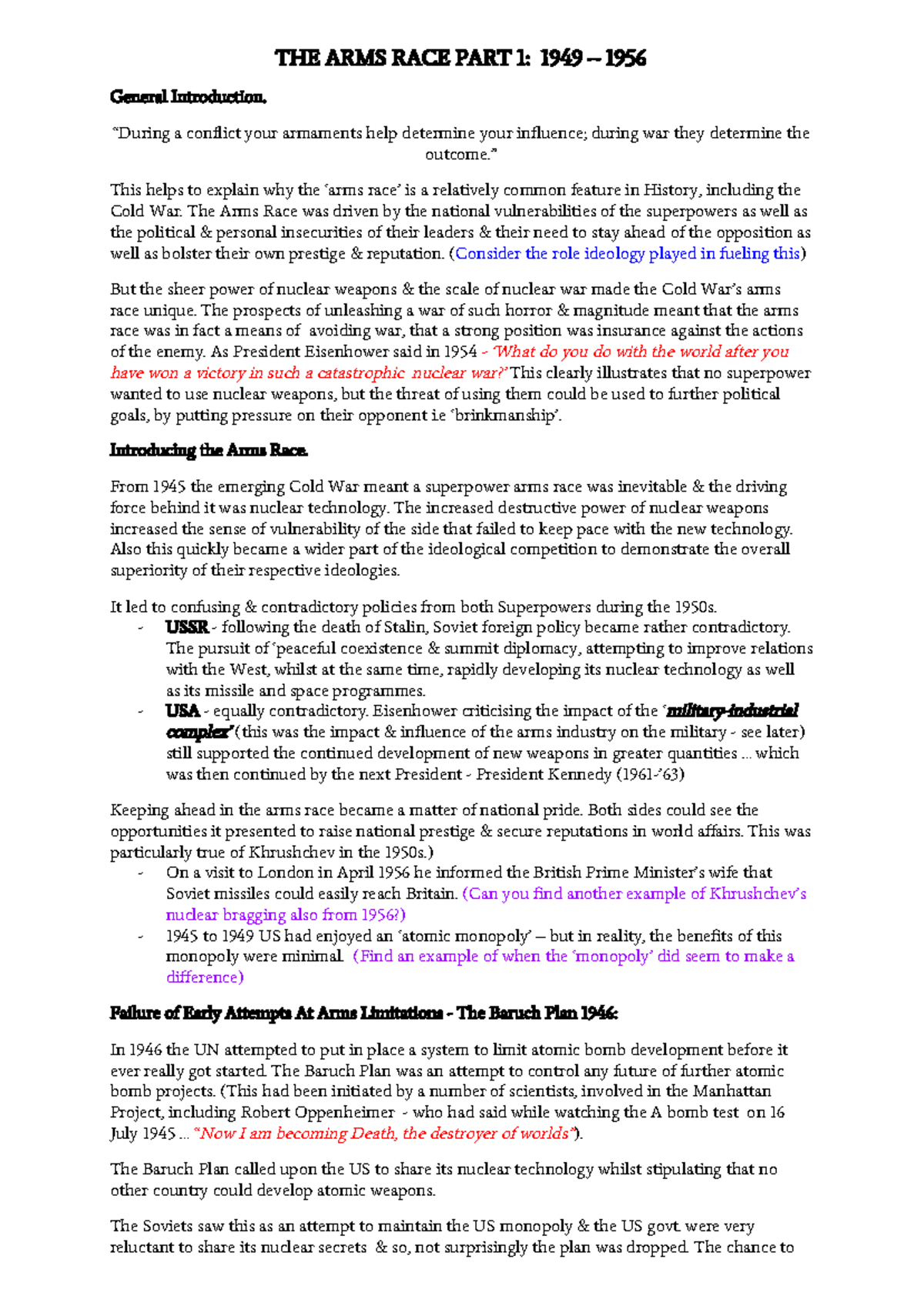 Cold war - arms race summary and overview - THE ARMS RACE PART 1: 1949 ...