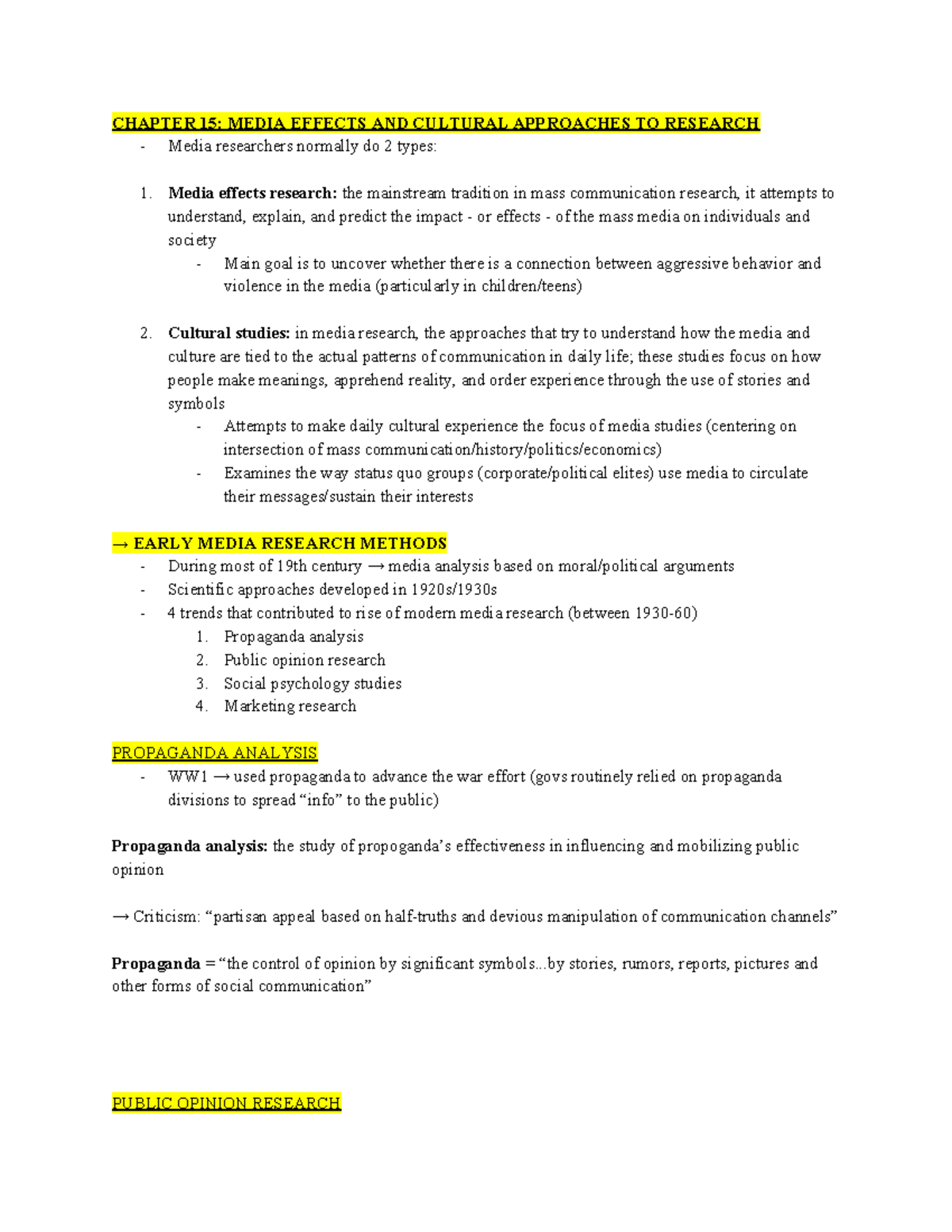 Media Studies Textbook Chapter 15 Outline - CHAPTER 15: MEDIA EFFECTS ...