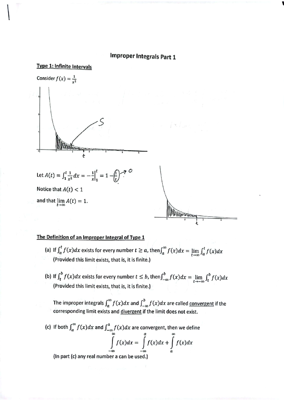 Improper integrals Concept and exercises - MAC2312 - Studocu