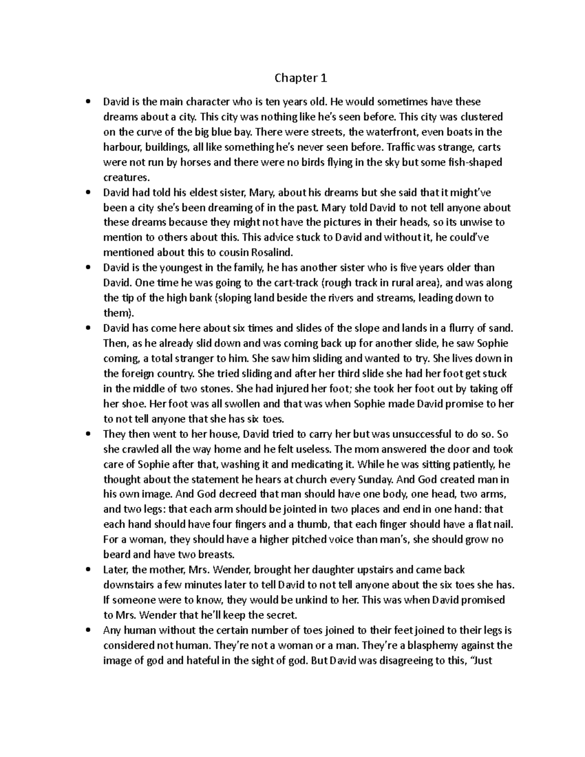 The Chrysalids Information For Questions - Chapter 1 David is the main ...