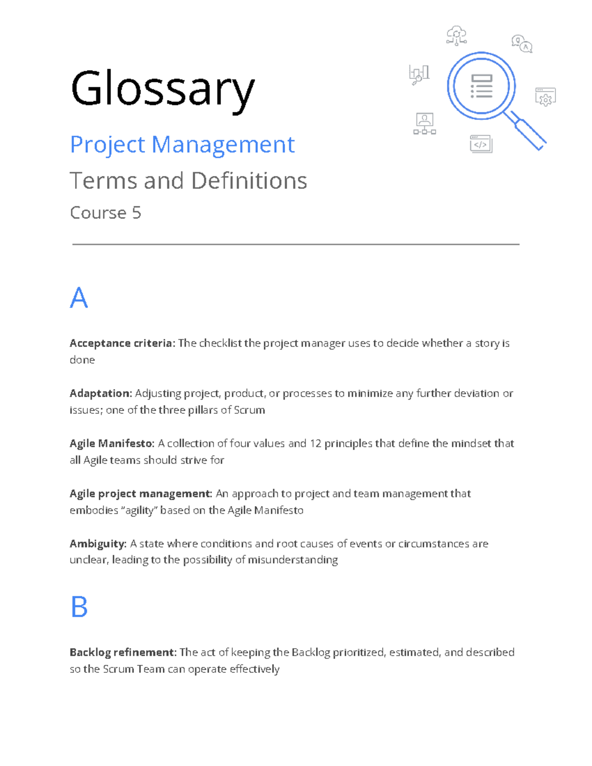 Course 5 Glossary PM Terms and Definitions - Glossary Project ...
