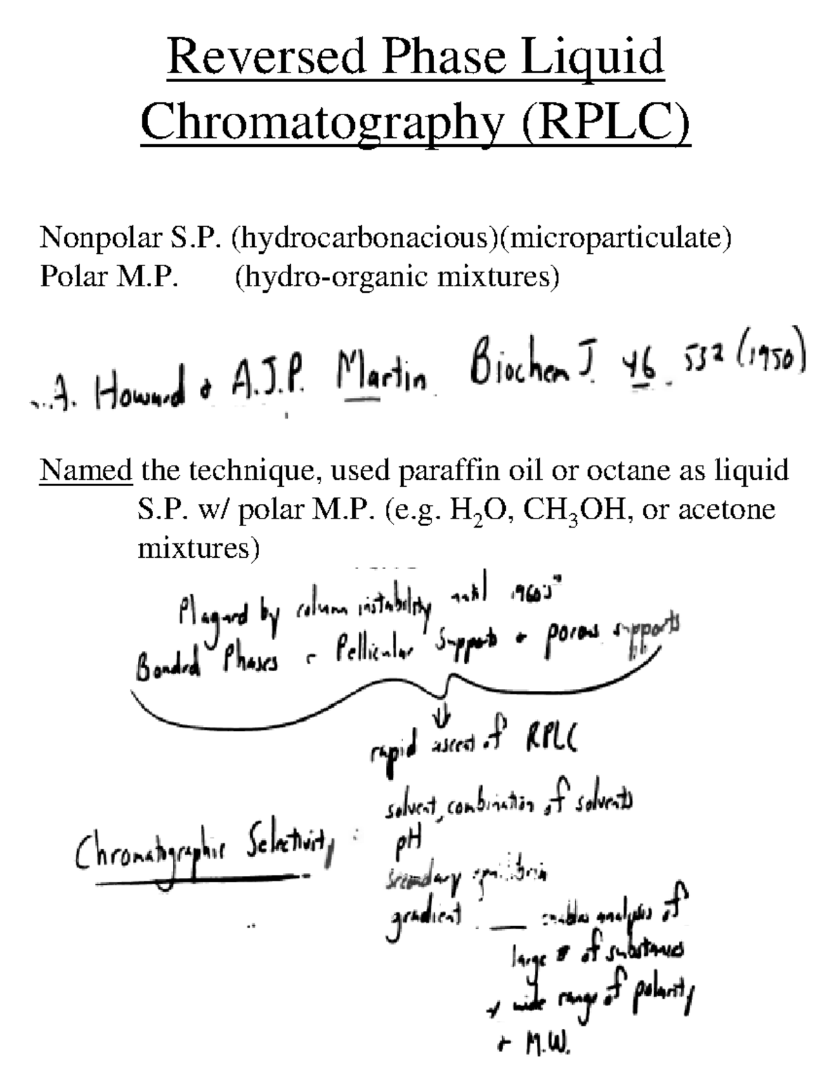 Lecture 12 revised - Steven Cramer - Reversed Phase Liquid Chromatography (RPLC) Nonpolar S ...