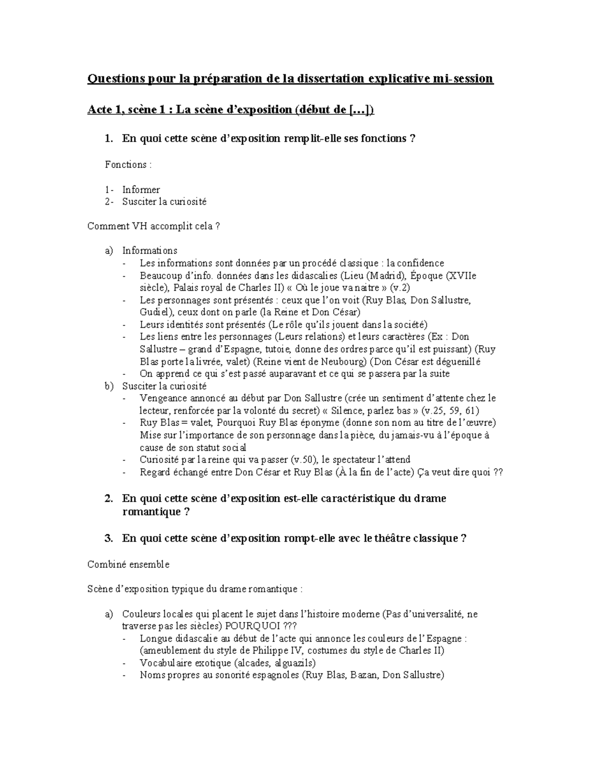 Ruy Blas - Notes - Questions pour la préparation de la dissertation ...