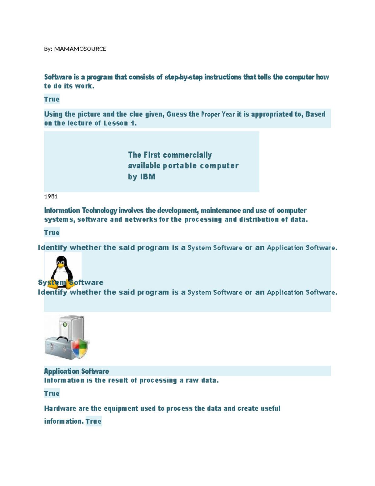 Pdfcoffee - Computer - Identify whether the said program is a System Software or an Application ...