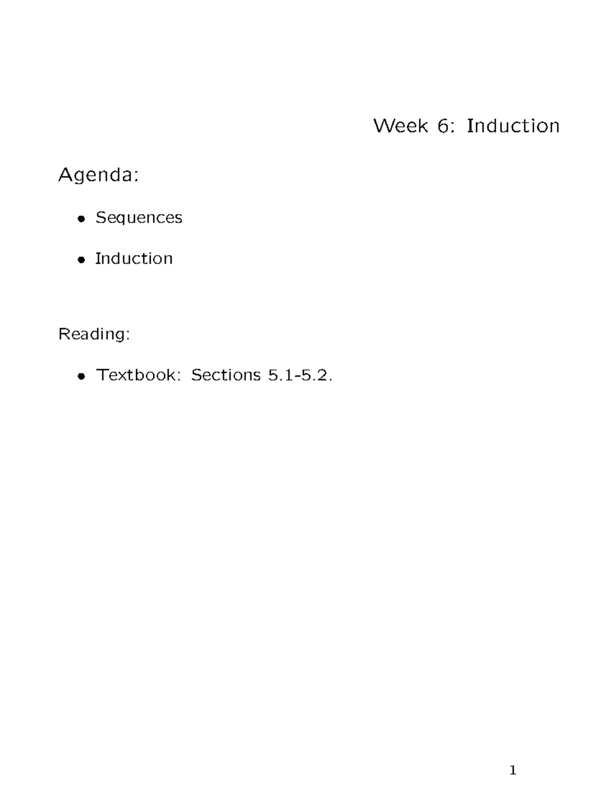 Week06 - vcfgv - Week 6: Induction Agenda: • Sequences • Induction ...