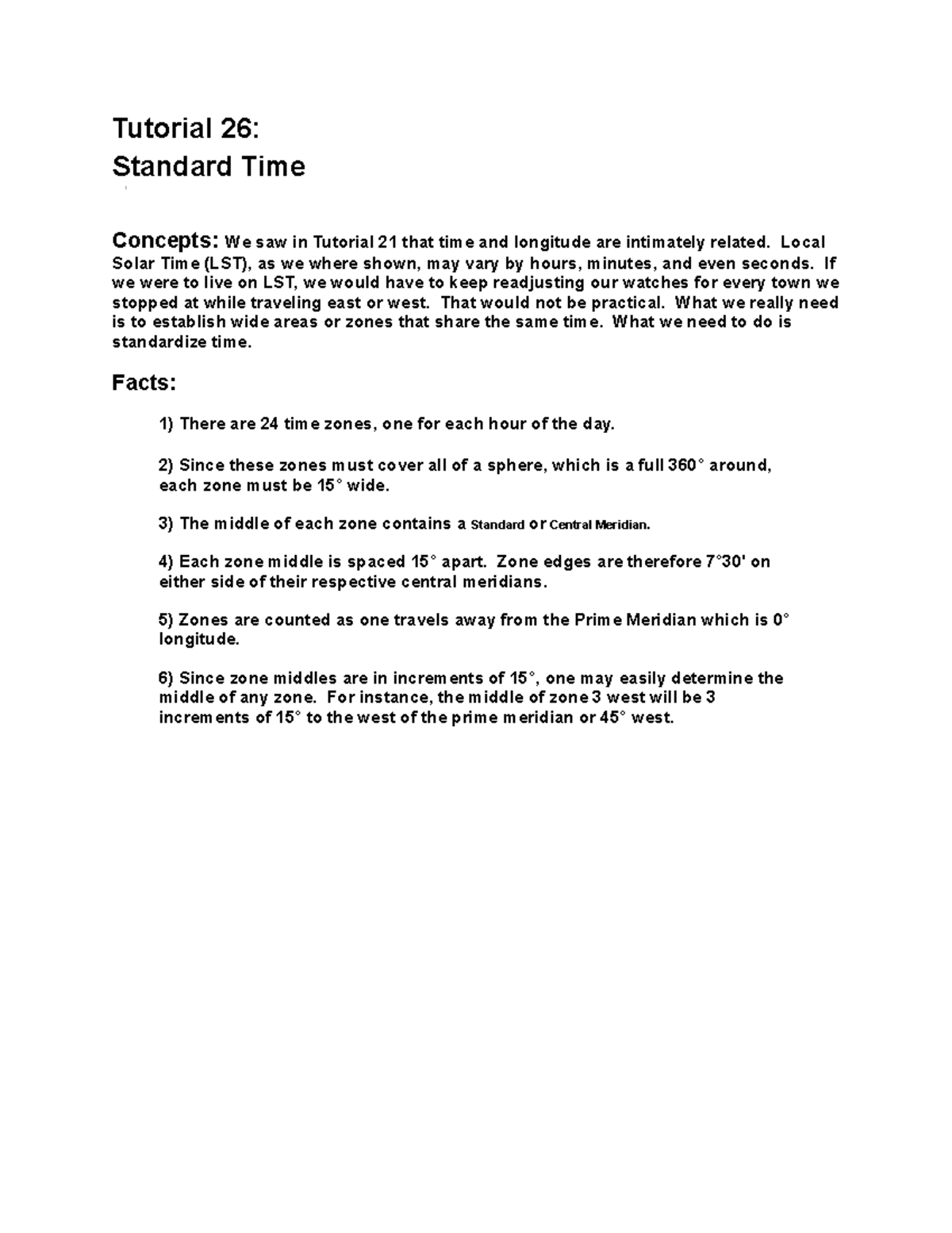 Tutorial 26 - Dr. Courtney - Tutorial 26: Standard Time Concepts: We ...