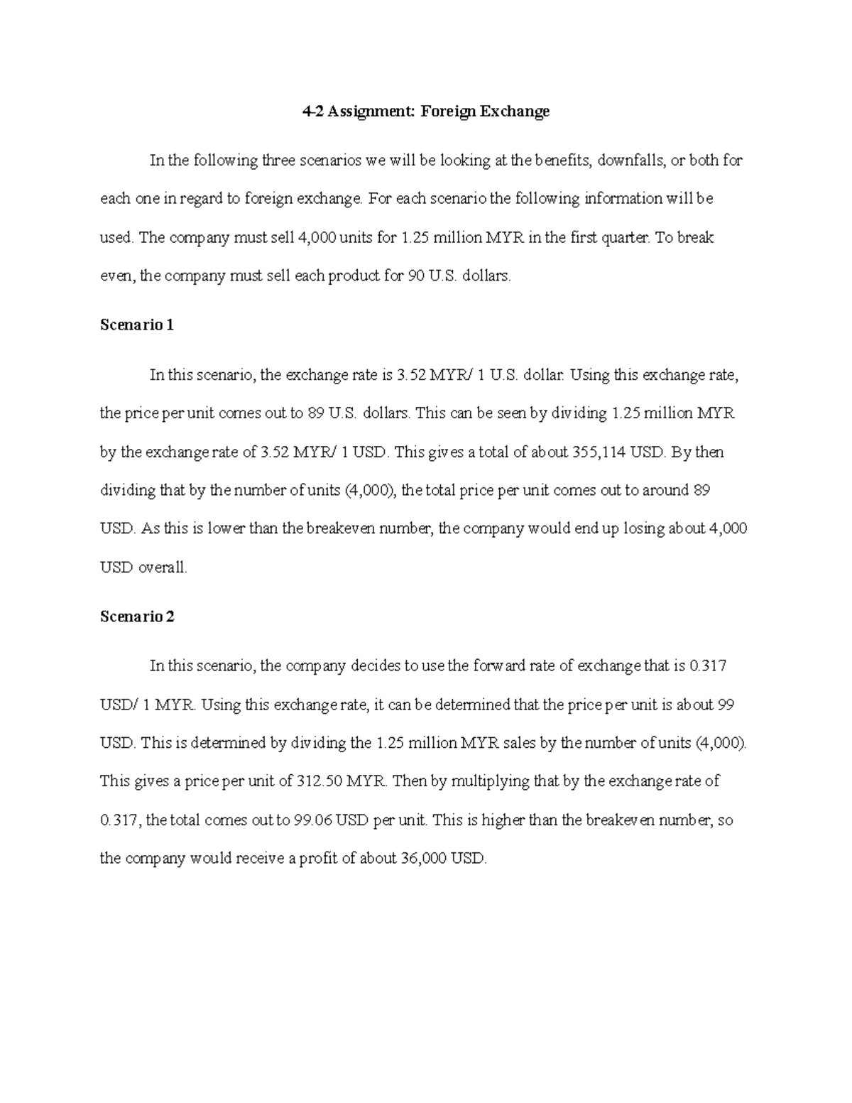 INT-220 Module 4 Assignment - 4-2 Assignment: Foreign Exchange In the ...