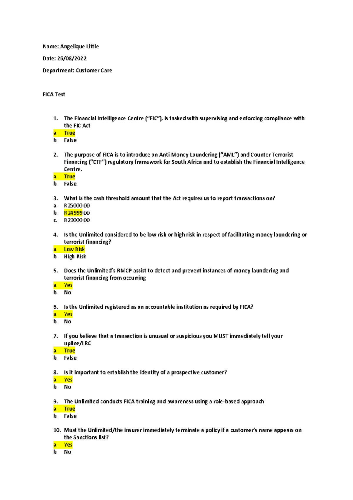 FICA Questions v003 Questions Only 17 Aug 2022 (004) - Name: Angelique ...