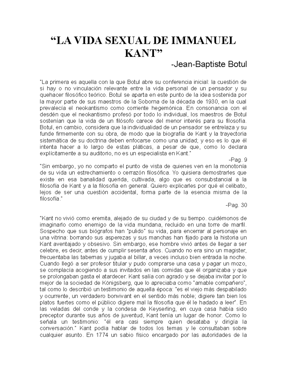 LA VIDA Sexual DE Immanuel KANT - “LA VIDA SEXUAL DE IMMANUEL KANT ...