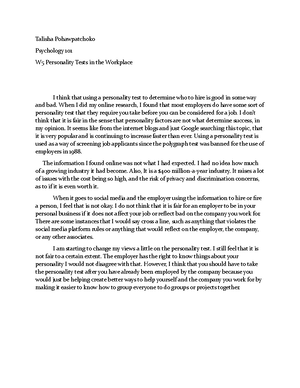 PSYC101 – Portfolio Project on Human Behavior and Disorders - 1 PSYC101 ...