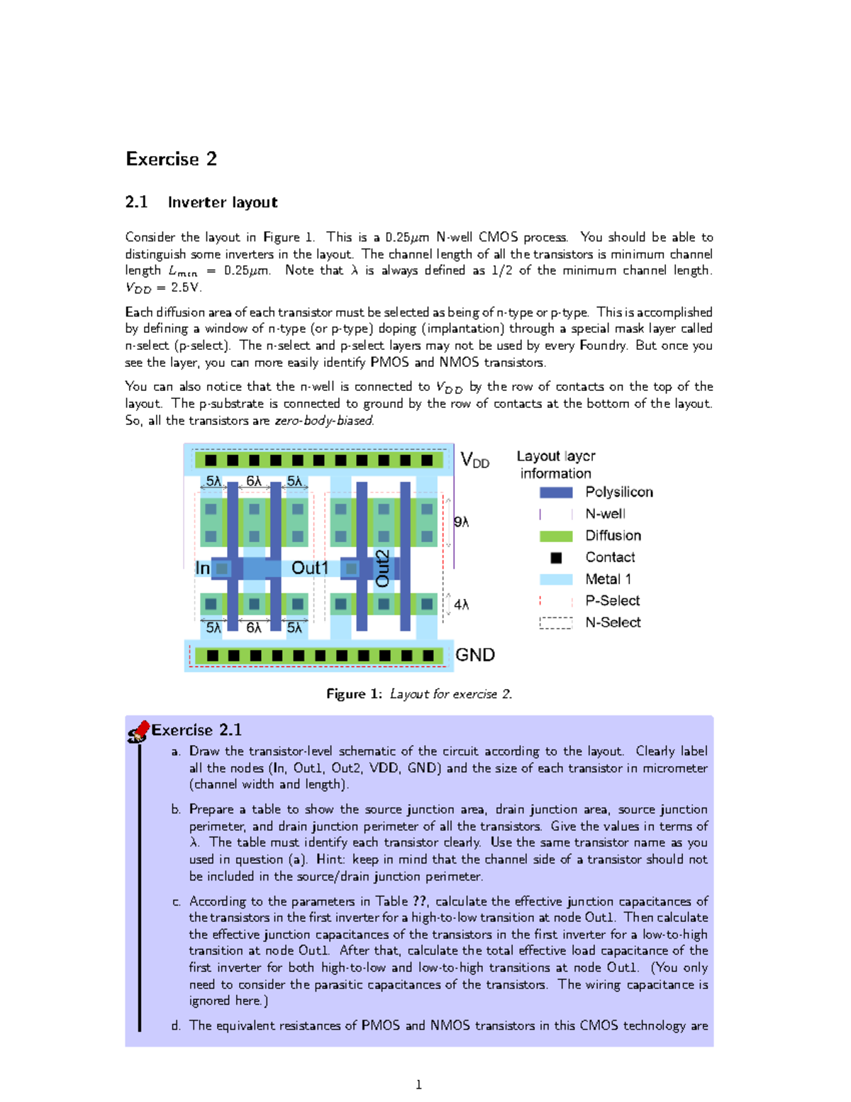 Exercise-02 - Exercise 2, week 2 - Exercise 2 2 Inverter layout ...