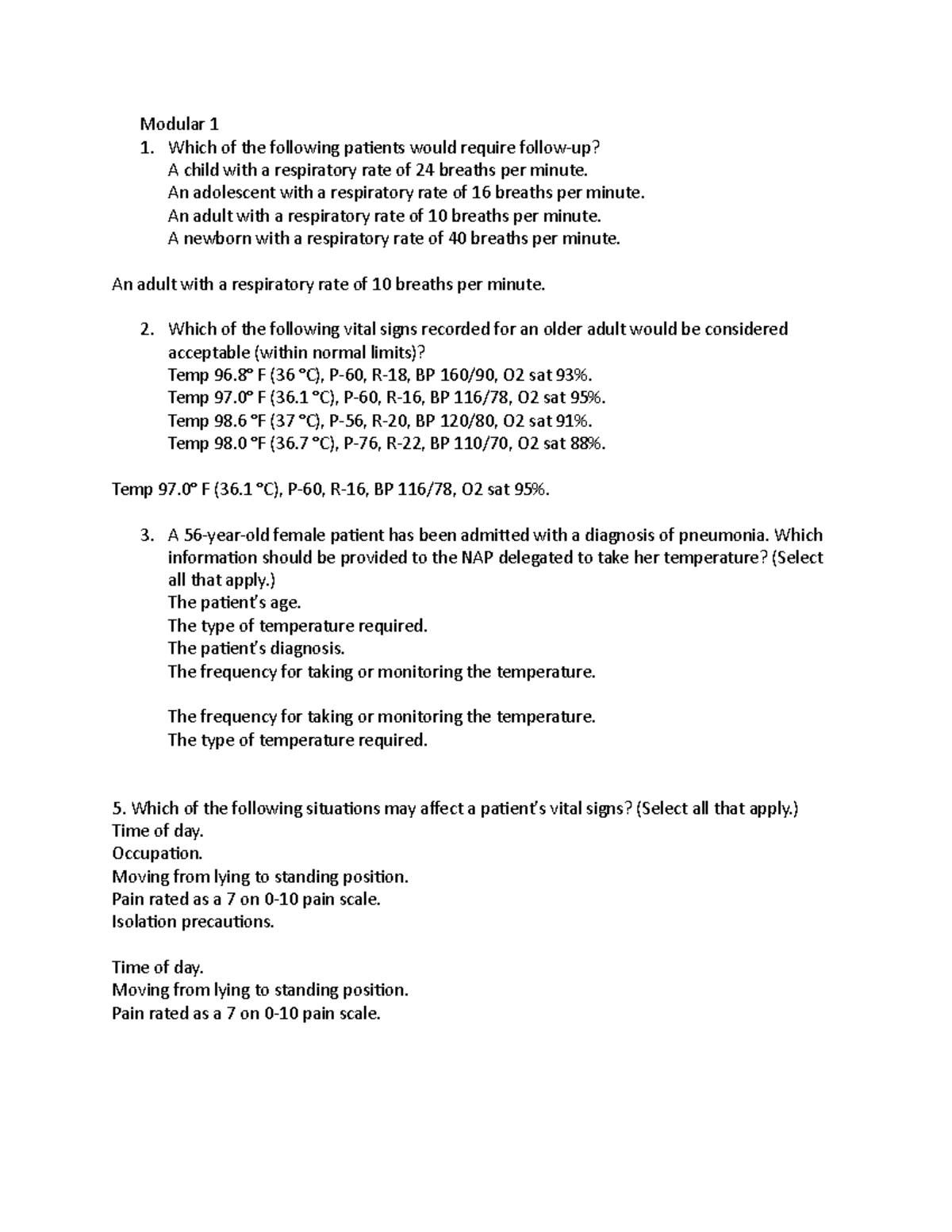 Modular 1 - Question and Answers - Modular 1 Which of the following ...