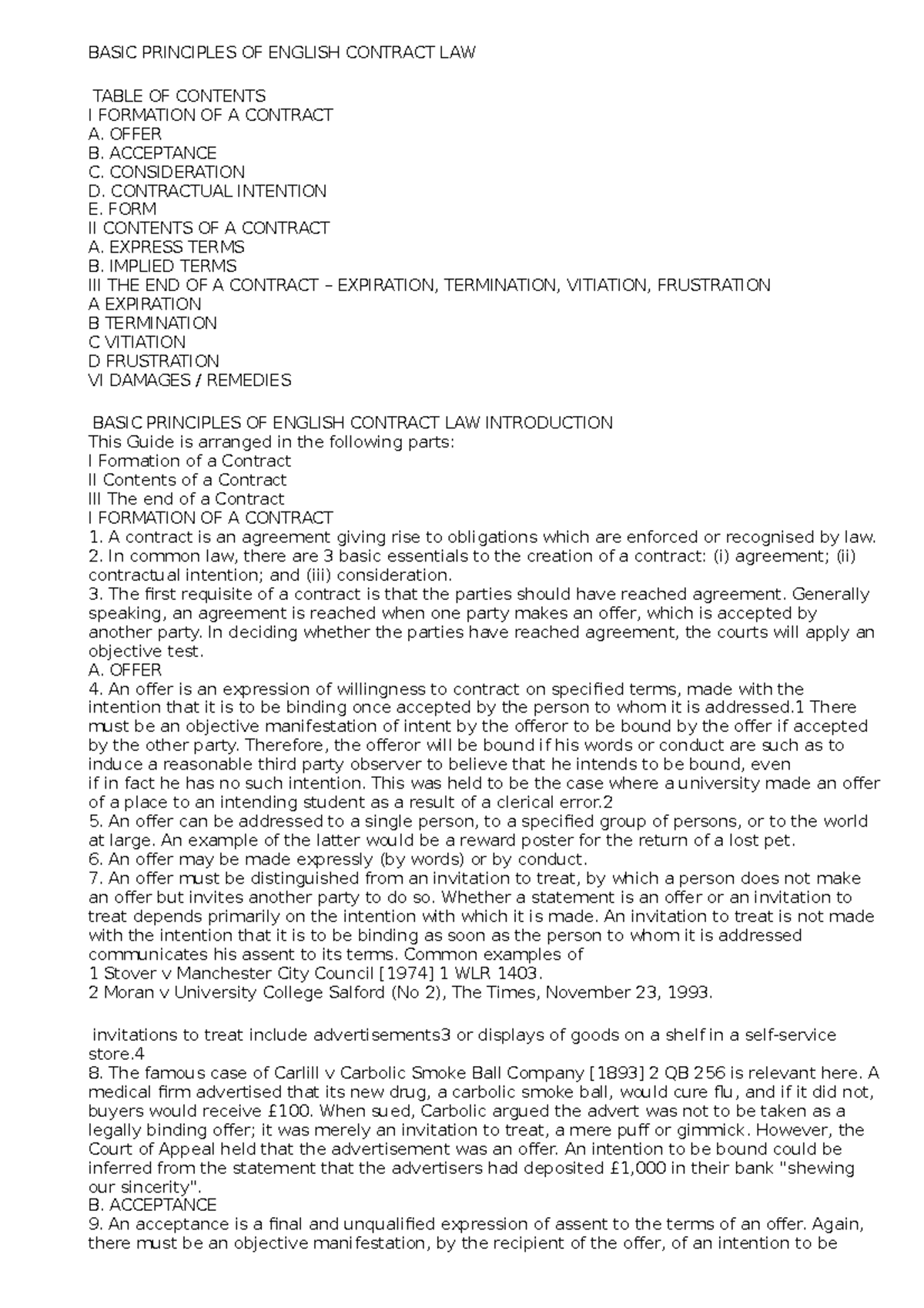 Basic Principles OF English Contract LAW - BASIC PRINCIPLES OF ENGLISH ...