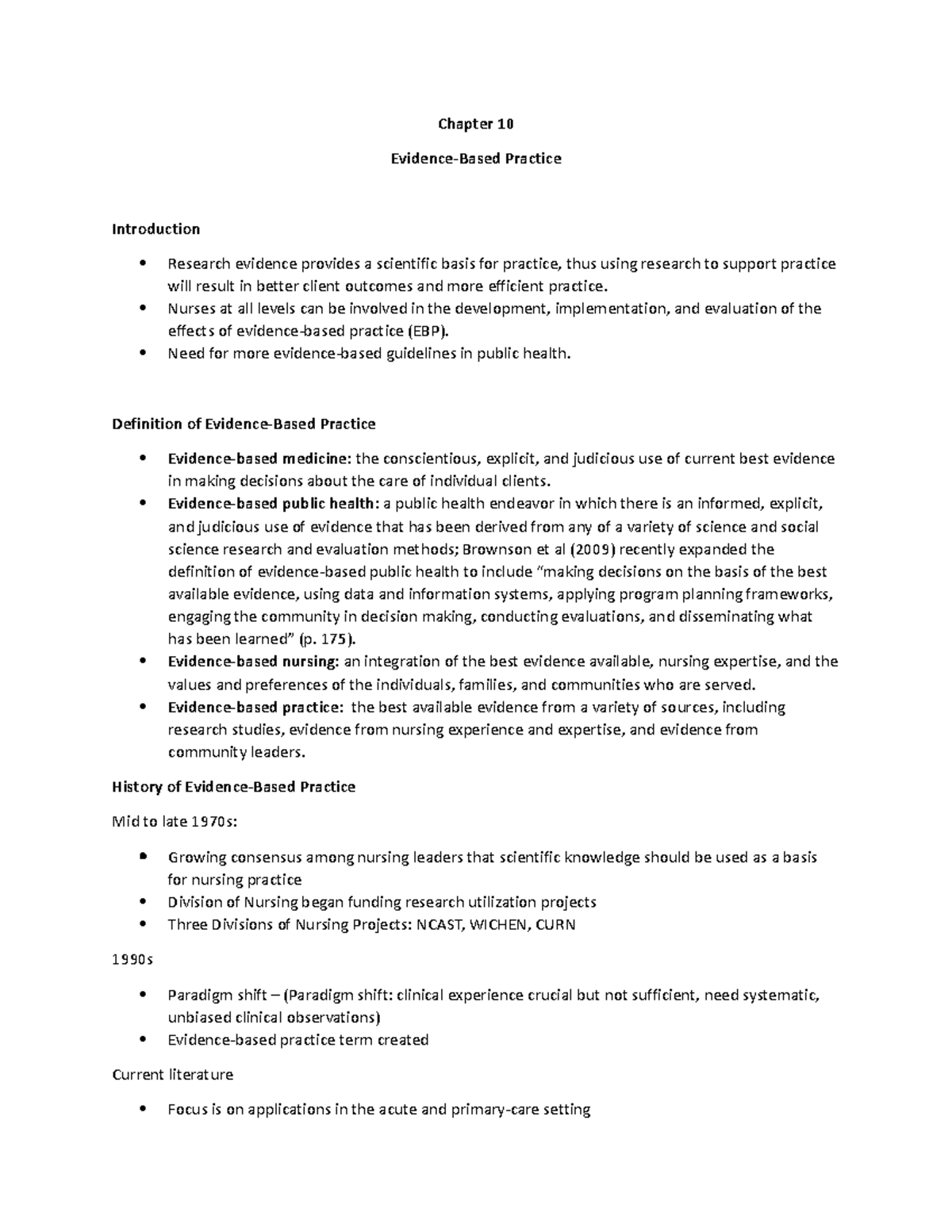 Chapter 10 - Evidence Based Practice - Chapter 10 Evidence-Based Practice Introduction Research ...