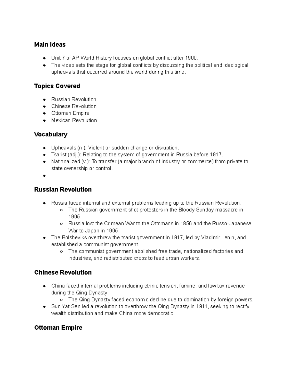 Ap World History Unit 7.1 notes - Main Ideas Unit 7 of AP World History ...