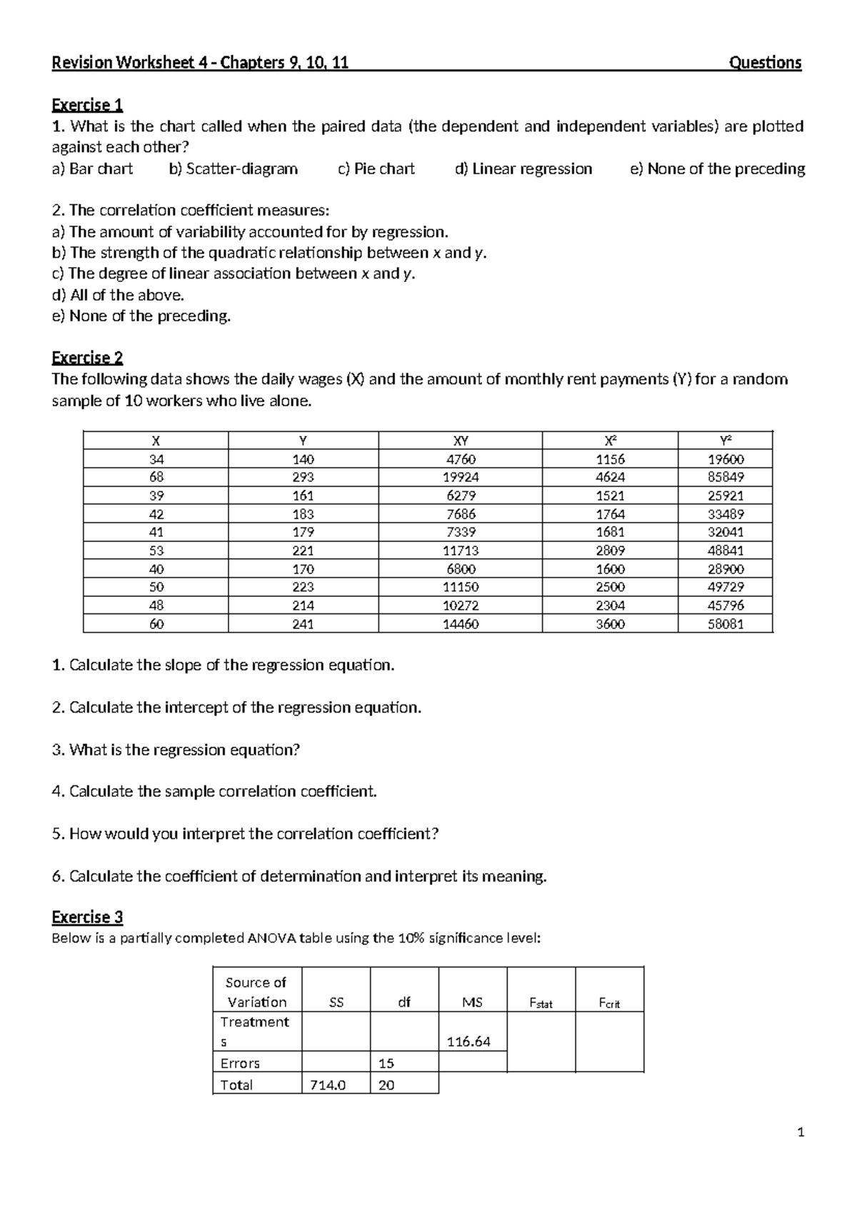 Revision Worksheet 4 Ch 9, 10, 11 Questions - Revision Worksheet 4 ...