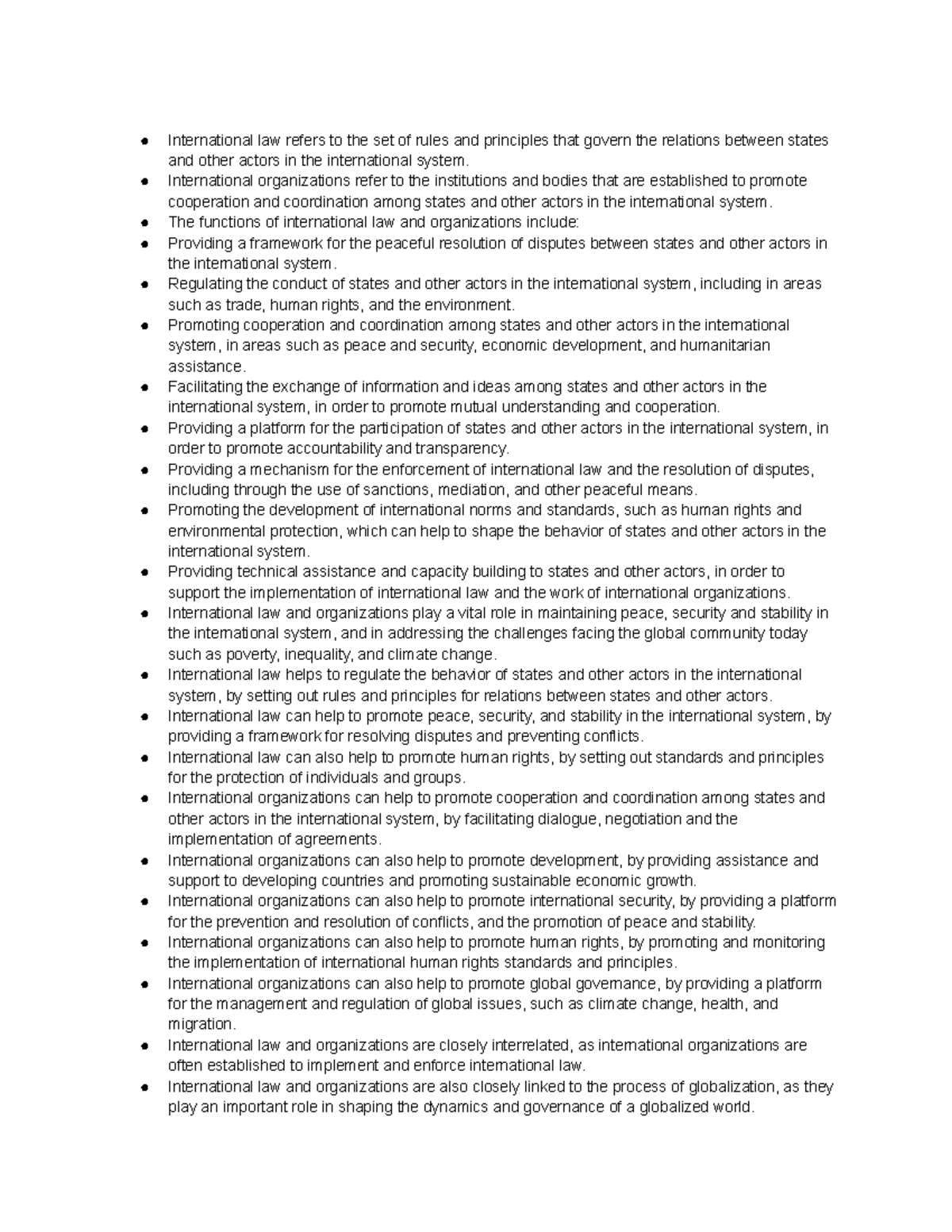 World Politics Notes - Functions of international law and organizations ...
