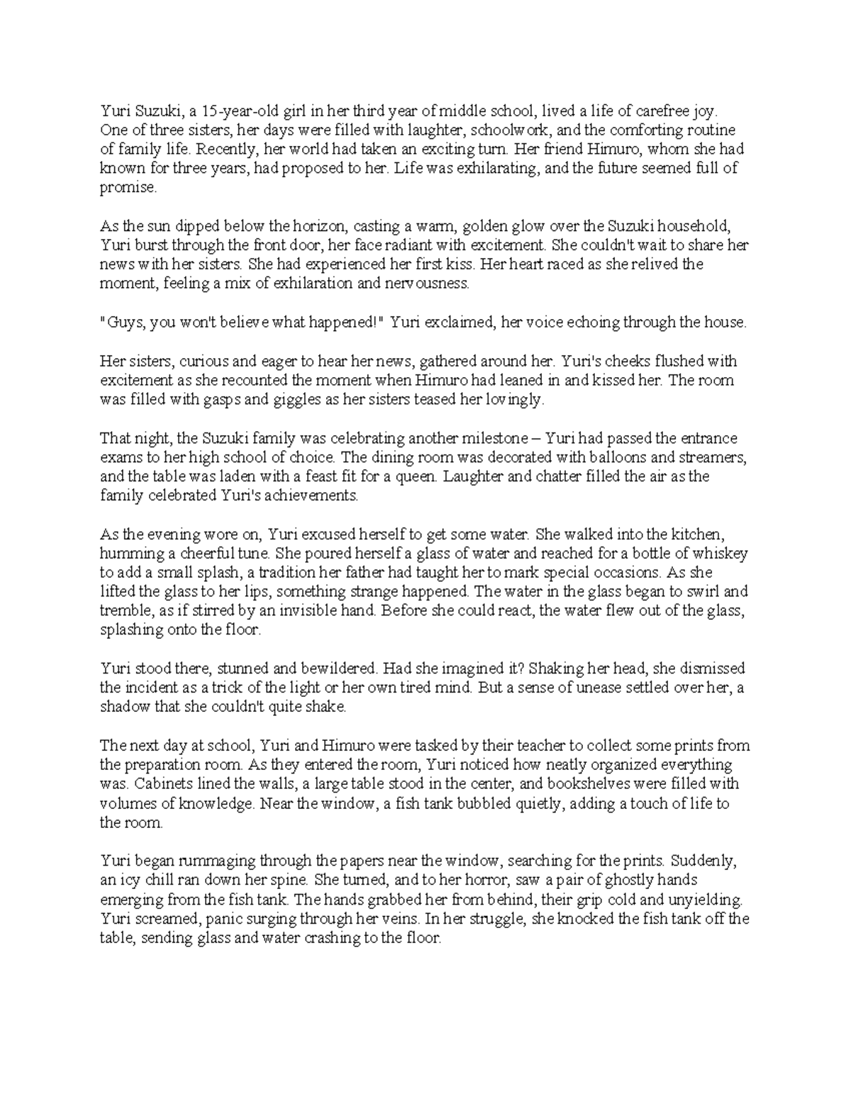 Yuri Suzuki - Fictional Essay - Yuri Suzuki, a 15-year-old girl in her ...