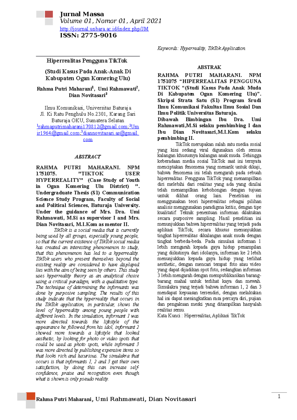 822-Article Text-1315-1-4-20210604 - Volume 01, Nomor 01, April 2021 ...