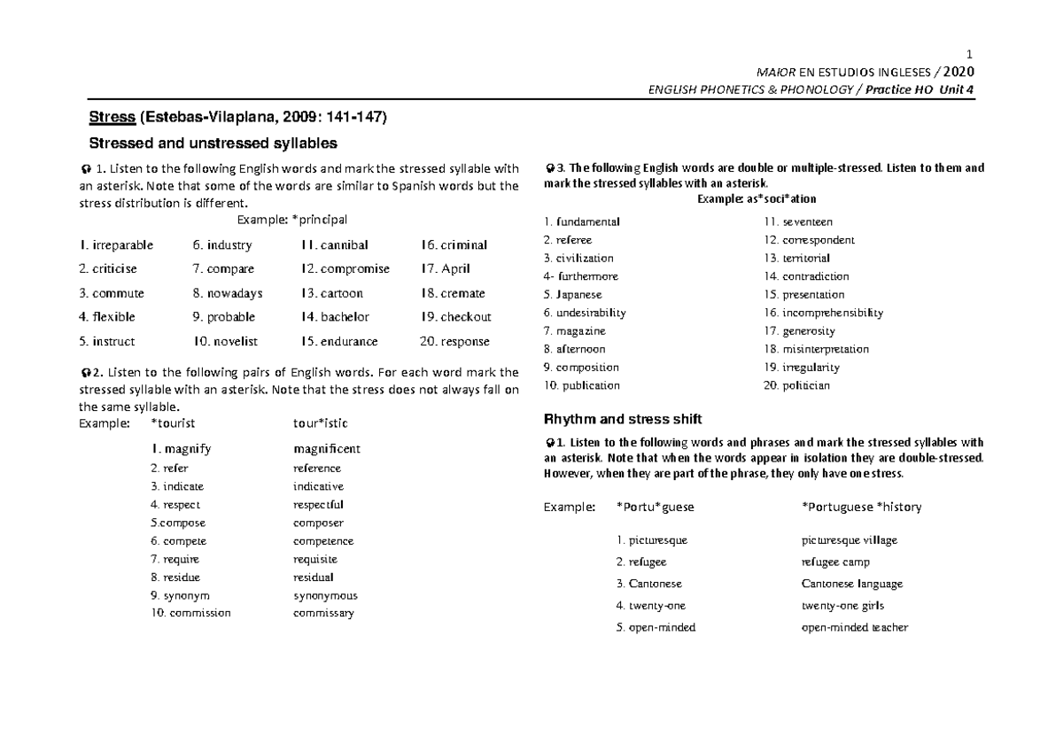 Practice HO Unit 4 - main ho - MAIOR EN ESTUDIOS INGLESES / 2020 ...