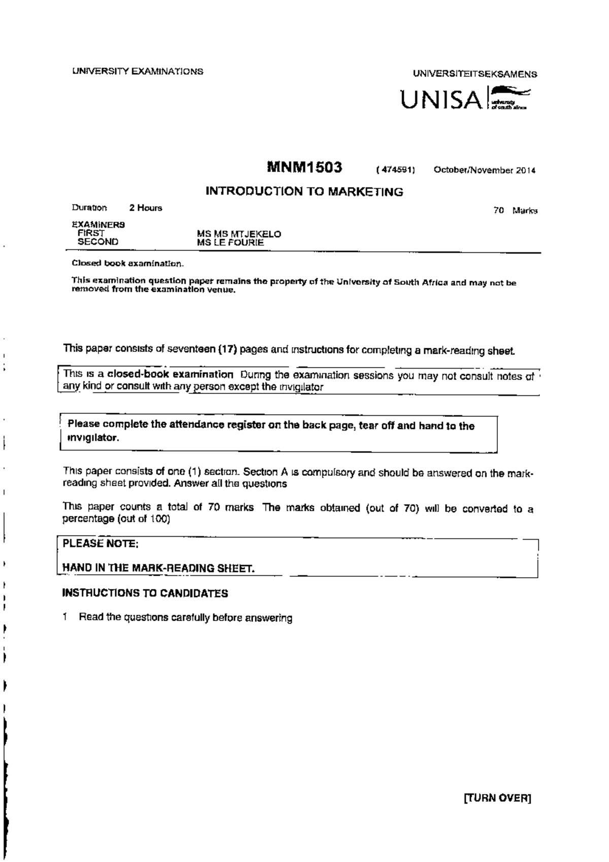 MNM1503 Past paper 4 - MNM 1503 - Studocu