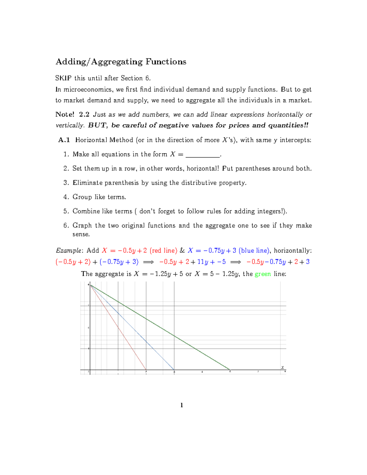 Adding Lines math review - Adding/Aggregating Functions SKIP this until ...