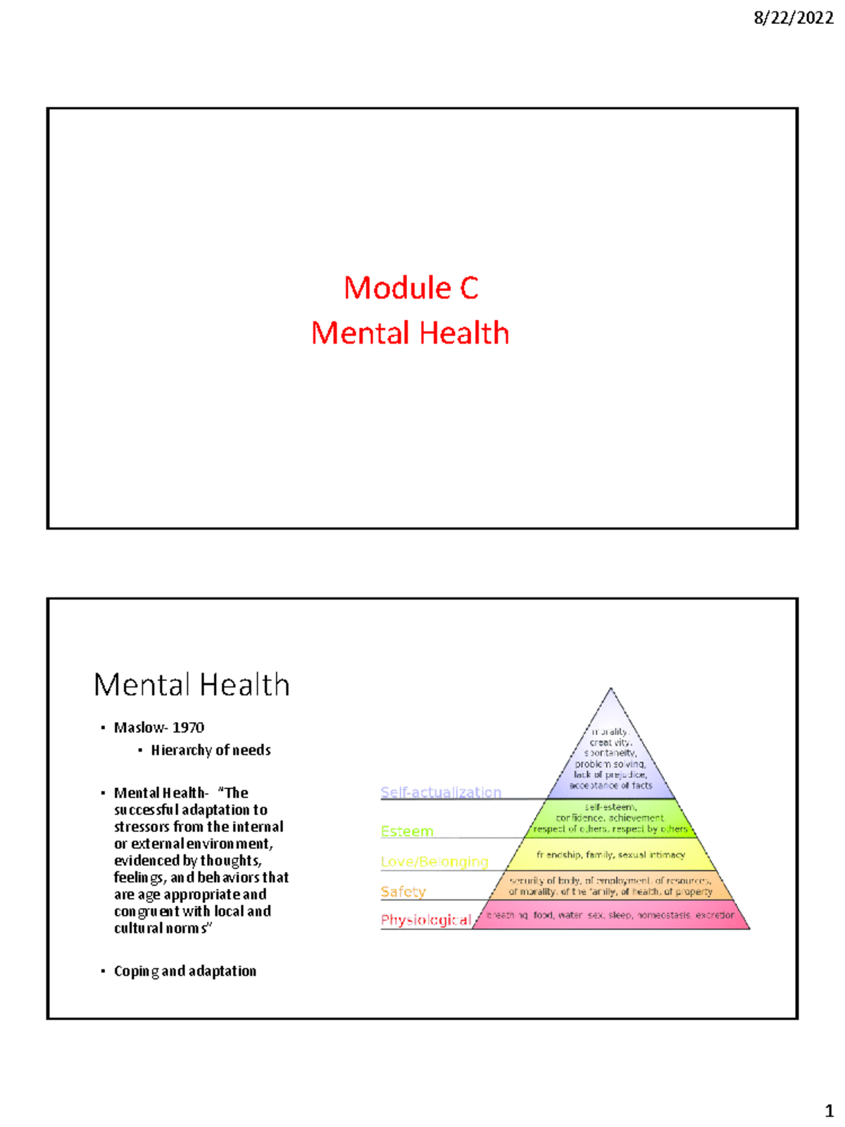Module C Part 1 Notes - ####### Module C Module C Mental Health Mental ...