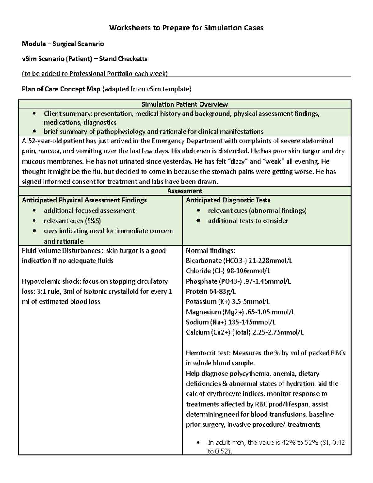 POC and MED Sheet Stan Checketts - Worksheets to Prepare for Simulation ...