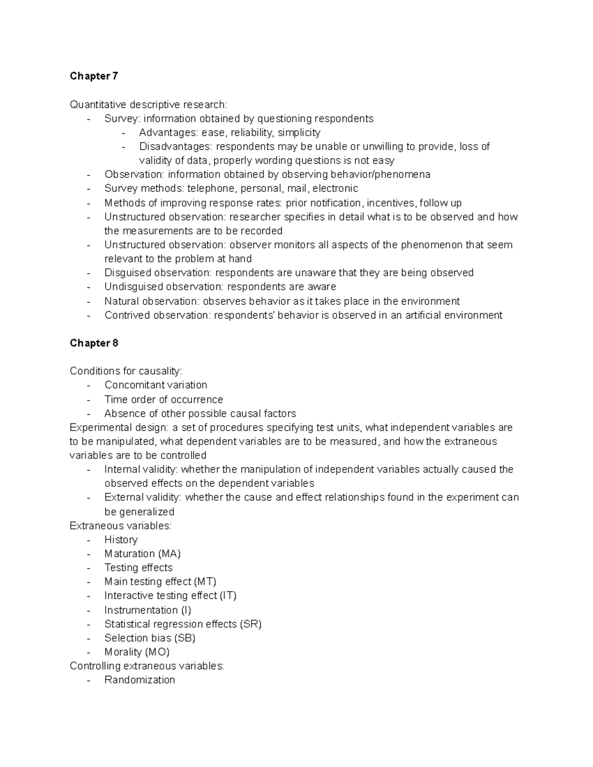 Final Review - Chapter 7 Quantitative descriptive research: - Survey ...