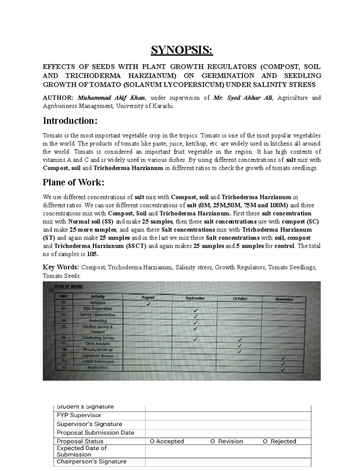 Synopsis - agriculture - SYNOPSIS: EFFECTS OF SEEDS WITH PLANT GROWTH ...