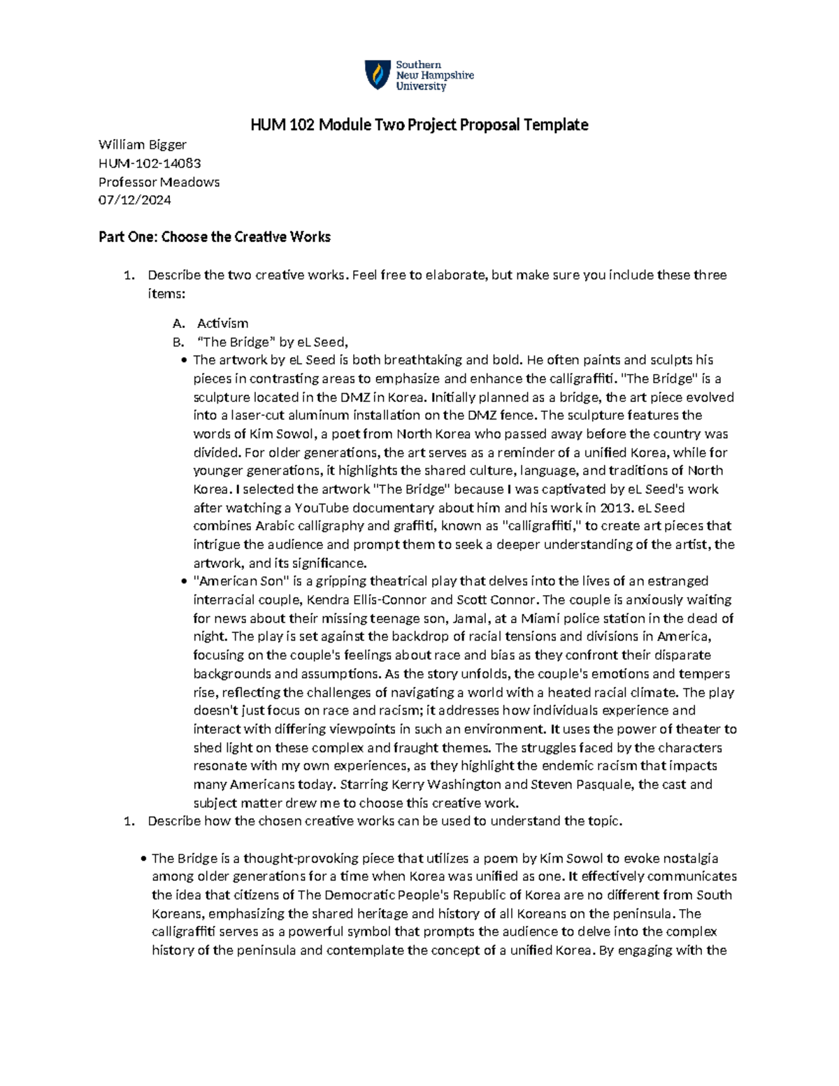 Project proposal Society and Humanities HUM-102 HUM 102 Module Two ...