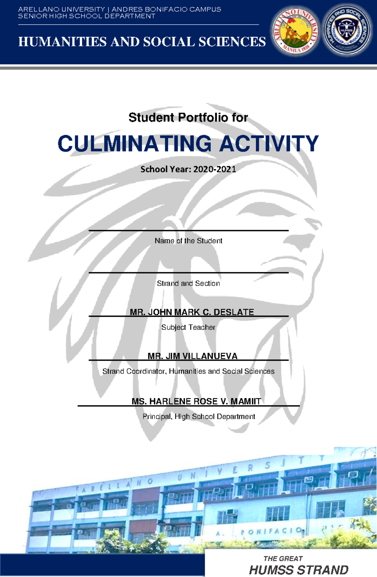 Humms Front Page Content Concept Paper - ARELLANO UNIVERSITY | ANDRES ...